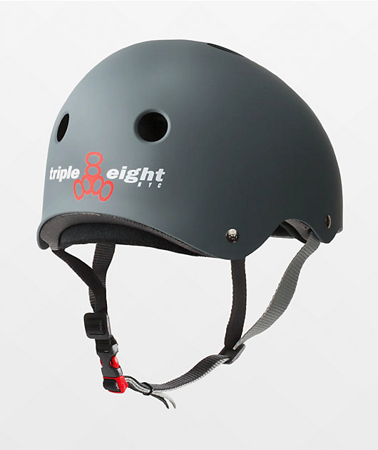 Triple Eight Dual Certified Matte Gunmetal Carbon Skateboard Helmet ...