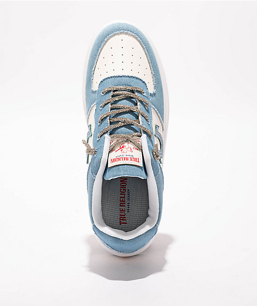 True Religion Allison White & Light Blue Shoes | Zumiez