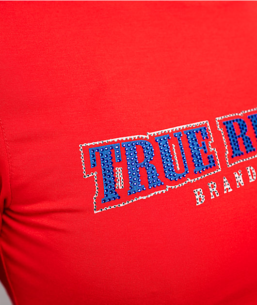 True Religion Anniversary Crystal Spicy Red Crop T-Shirt | Zumiez