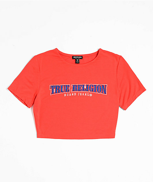 True Religion Anniversary Crystal Spicy Red Crop T-Shirt | Zumiez