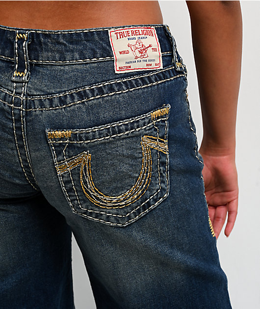 True Religion Bobbi Sparkle Glow Low Rise Super T Blue Baggy Jeans | Zumiez