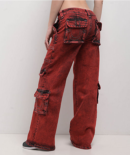 True Religion Bobbi Trv Red Baggy Cargo Pants | Zumiez