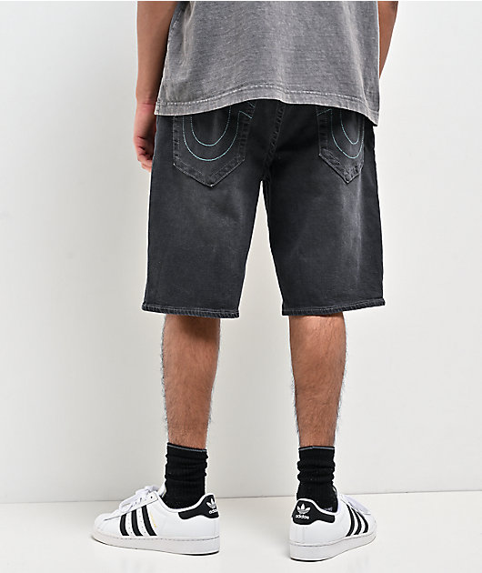 True Religion Bobby Smog Overdye Black Wash Baggy Shorts | Zumiez