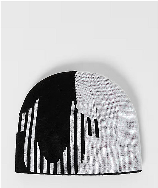 True Religion Colorblock Striped Horseshoe Black & White Skully Beanie ...