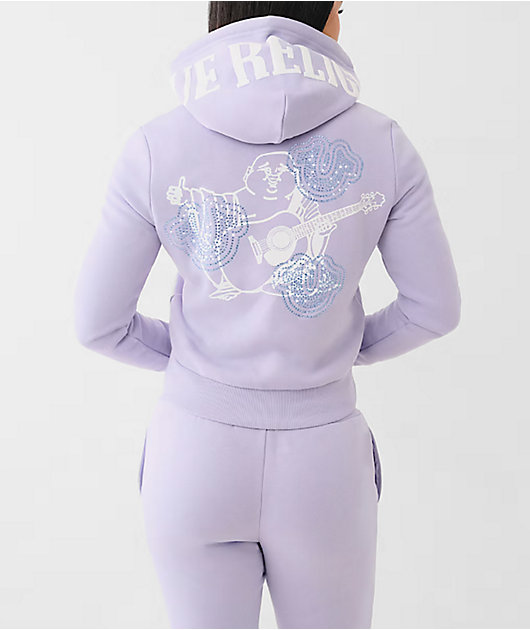 True Religion Crystal Classic Lilac Zip Hoodie | Zumiez