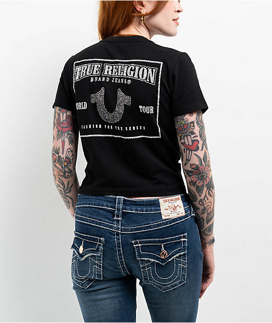 True Religion Crystal Logo Black T-Shirt | Zumiez