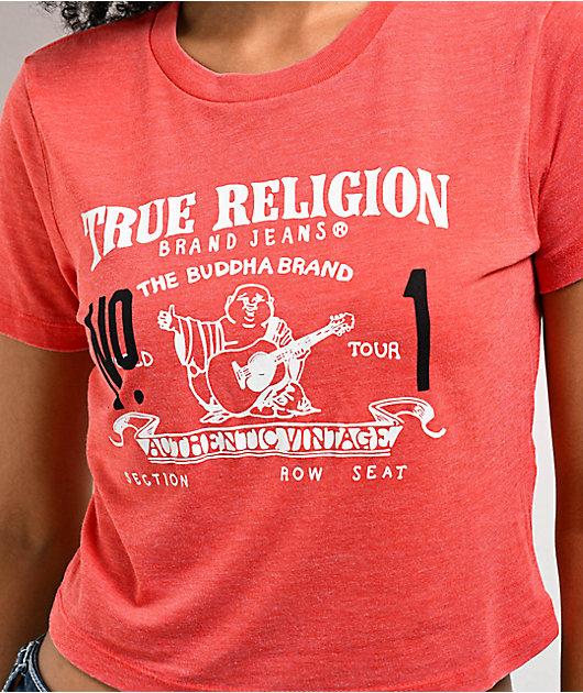 True Religion Heritage Burnout Fiery Red Crop T-Shirt | Zumiez