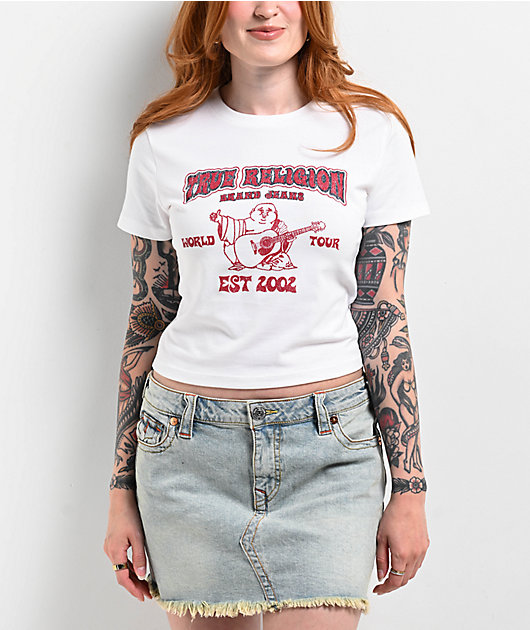 True Religion Heritage White Crop T-Shirt | Zumiez