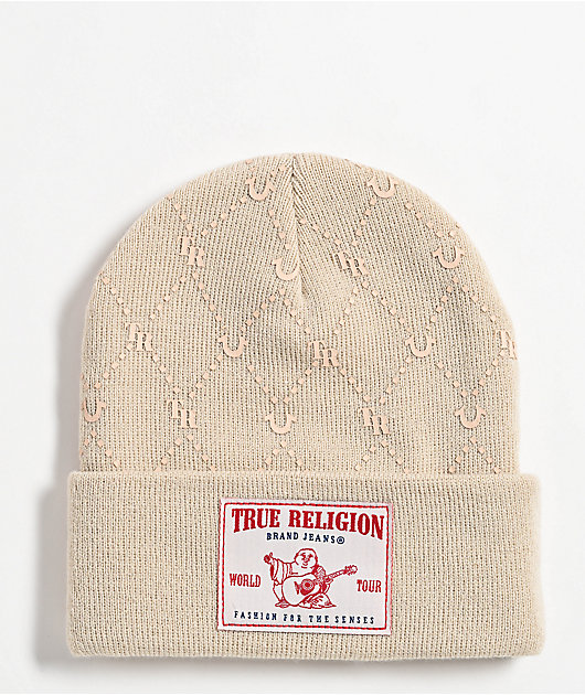 True Religion Horseshoe Monogram Winter White Beanie | Zumiez