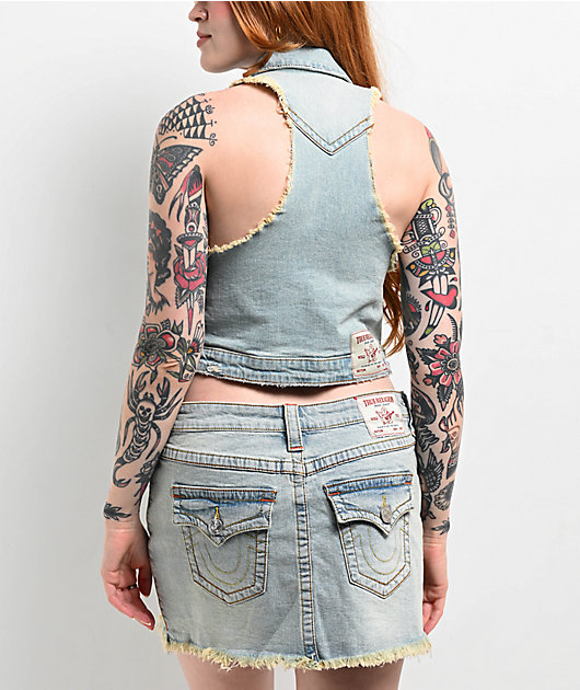 True Religion Jimmy Frayed La Jolla Crop Vest | Zumiez