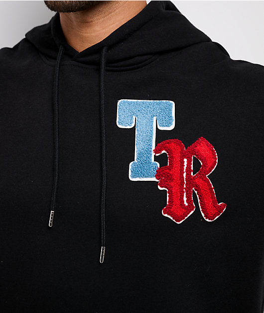 True Religion Multi Letter Logo Patch Black Hoodie | Zumiez