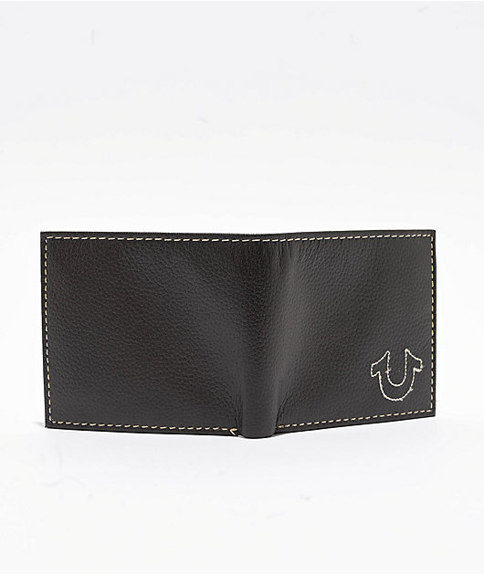 True Religion Stitched Brown Bifold Wallet | Zumiez