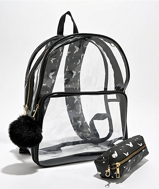 Under1Sky Black & Clear Backpack | Zumiez