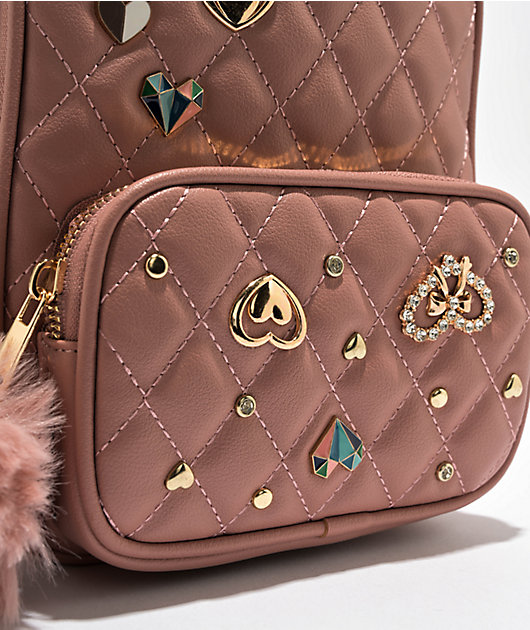 Under1Sky Quilted Heart Charm Pink Mini Backpack | Zumiez