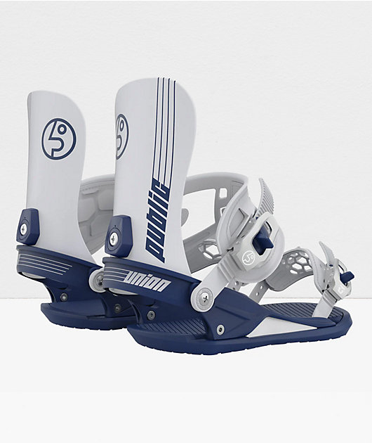 Union x Public Strata White & Blue Snowboard Bindings | Zumiez