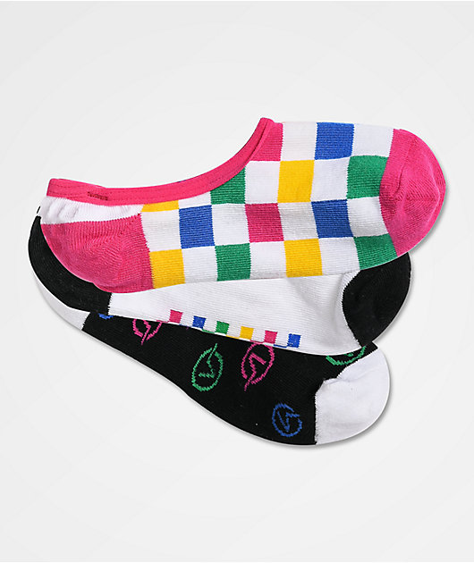 Vans Canoodle Check Block 3 Pack No Show Socks | Zumiez