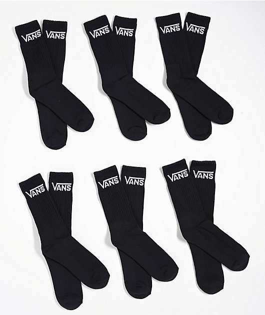 Vans Classic 6-Pack Black Crew Socks | Zumiez