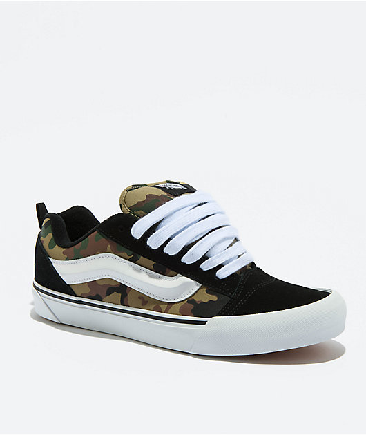 Vans Knu Skool Black & Camo Skate Shoes | Zumiez
