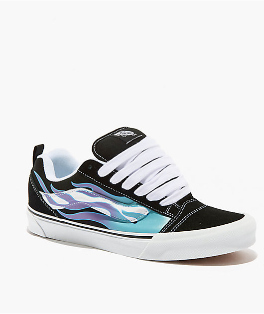 Vans Knu Skool Flame Black & Blue Skate Shoes | Zumiez
