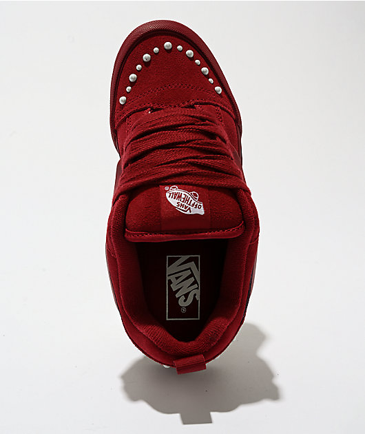 Vans Knu Skool Pearls Bordeaux Red Skate Shoes | Zumiez
