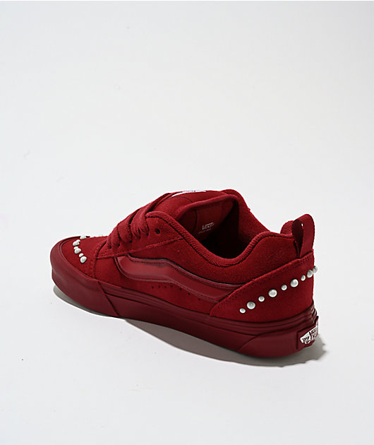 Vans Knu Skool Pearls Bordeaux Red Skate Shoes | Zumiez