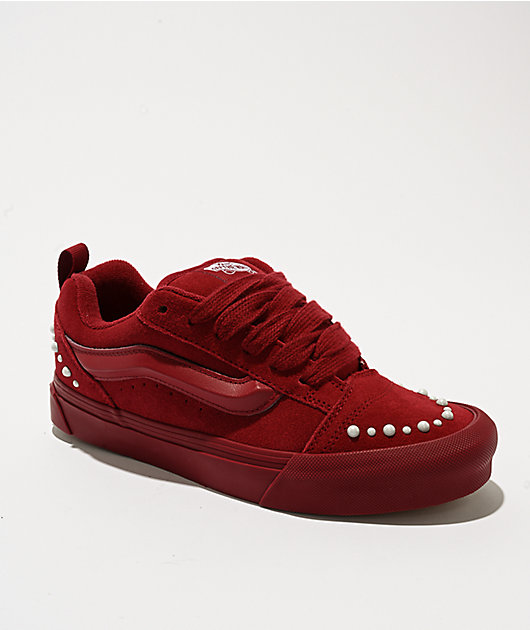 Vans Knu Skool Pearls Bordeaux Red Skate Shoes | Zumiez
