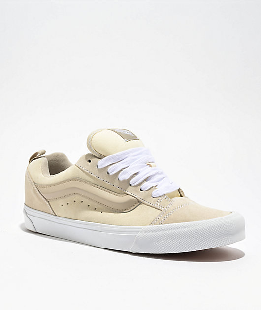 Vans Knu Skool Tri-Tone Vintage White Skate Shoes | Zumiez