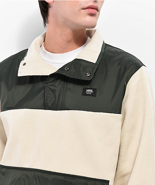 Vans Mammoth Fleece Cream & Green Anorak Jacket | Zumiez