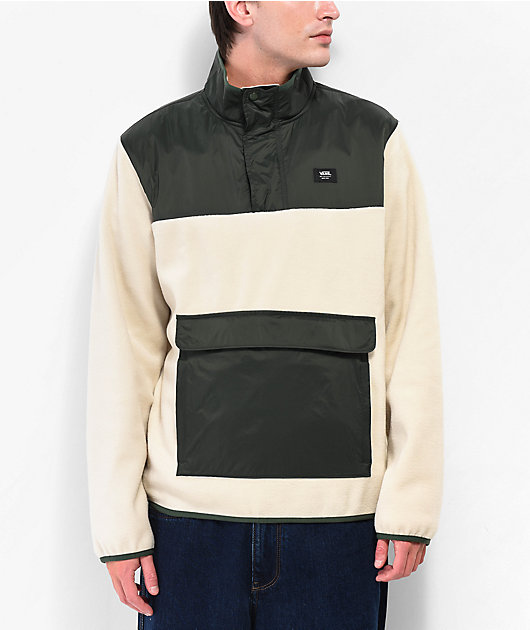 Vans Mammoth Fleece Cream & Green Anorak Jacket | Zumiez