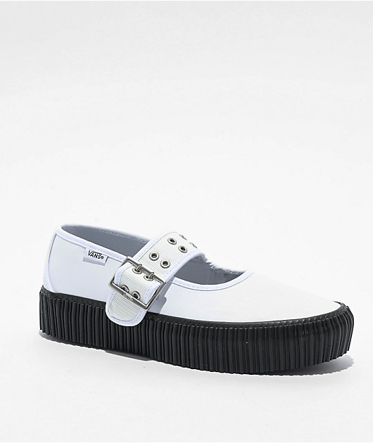 Vans Mary Jane Creeper Grunge Ballet White & Black Shoes | Zumiez