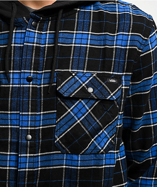 Vans Parkway II Black-True & Blue Hooded Flannel Shirt | Zumiez