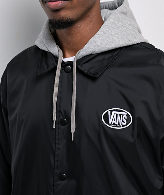 Vans Riley Black Hooded Coaches Jacket | Zumiez