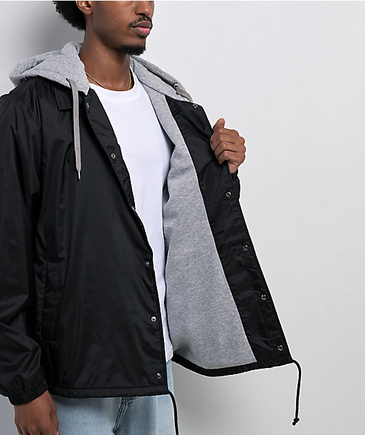 Vans Riley Black Hooded Coaches Jacket | Zumiez