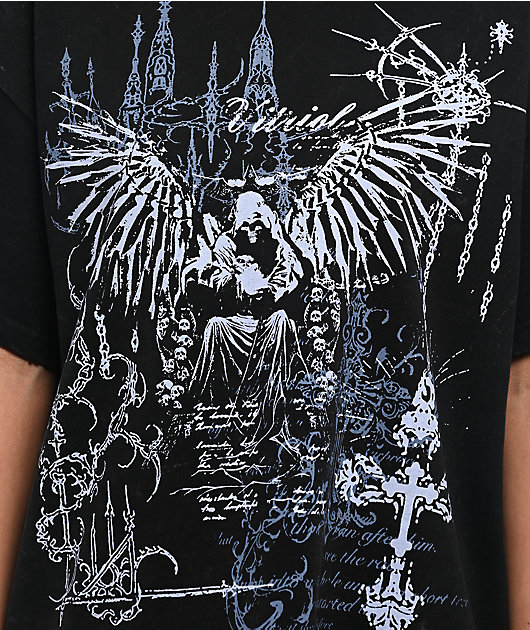 Vitriol Angel Cross Black Wash T-Shirt | Zumiez