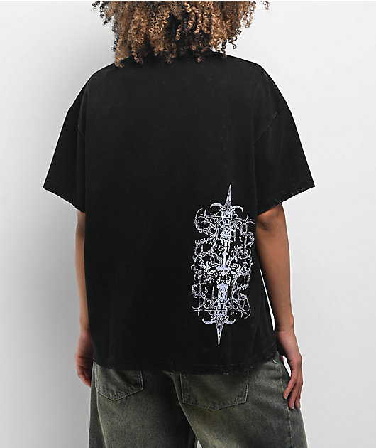 Vitriol Angel Cross Black Wash T-Shirt | Zumiez