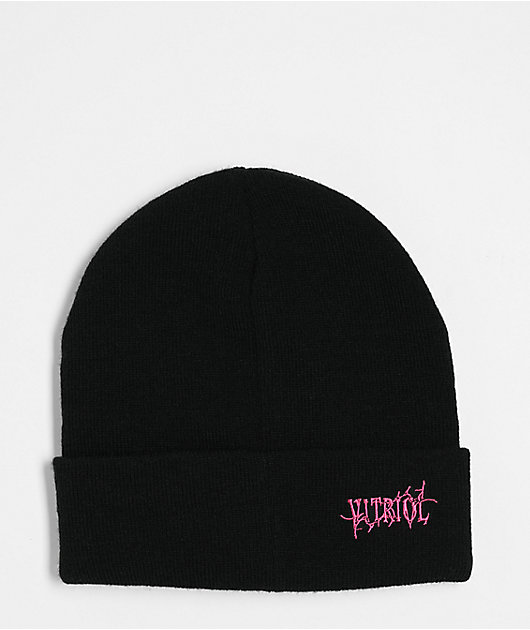 Vitriol Angel Dagger Black & Pink Beanie | Zumiez