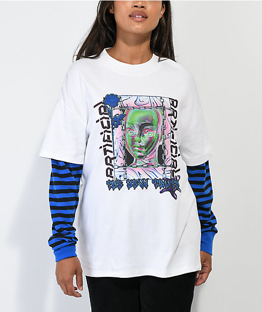 Vitriol Bixie Artificial White & Blue Layered Long Sleeve T-Shirt | Zumiez