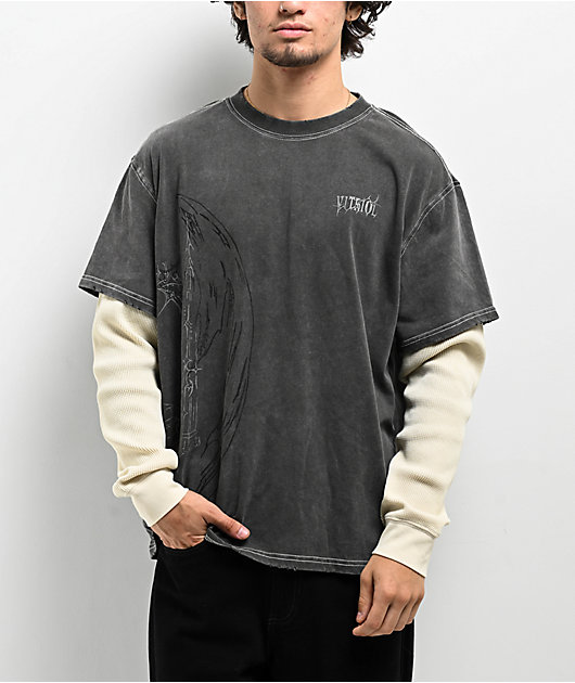 Vitriol Brutal Black & Cream Wash 2fer Long Sleeve T-Shirt | Zumiez