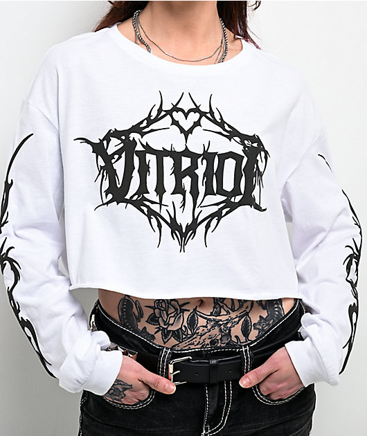 Vitriol Cyber Chrome White Long Sleeve Crop T-Shirt | Zumiez