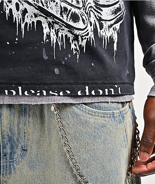 Vitriol Feral Friends Black Wash & Grey 2fer Long Sleeve T-Shirt | Zumiez