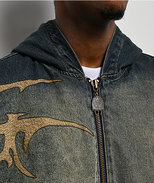 Vitriol Oblivion Blue Wash Hooded Denim Boxy Jacket | Zumiez