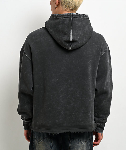 Vitriol Slow Burn Charcoal Wash Distressed Crop Hoodie | Zumiez