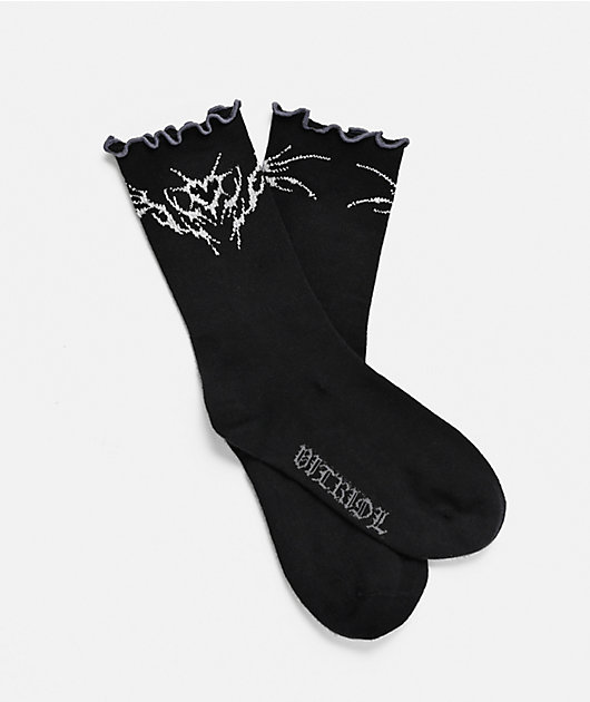Vitriol Ruffle Black Half Crew Socks | Zumiez