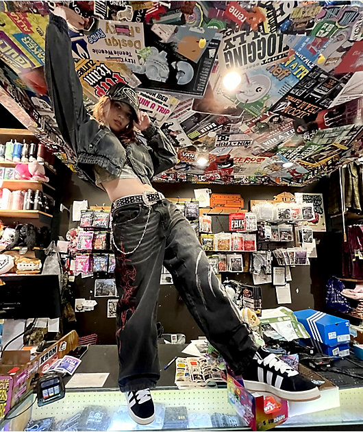 Vitriol Void Angel Ultra Wide Leg Black Jeans | Zumiez