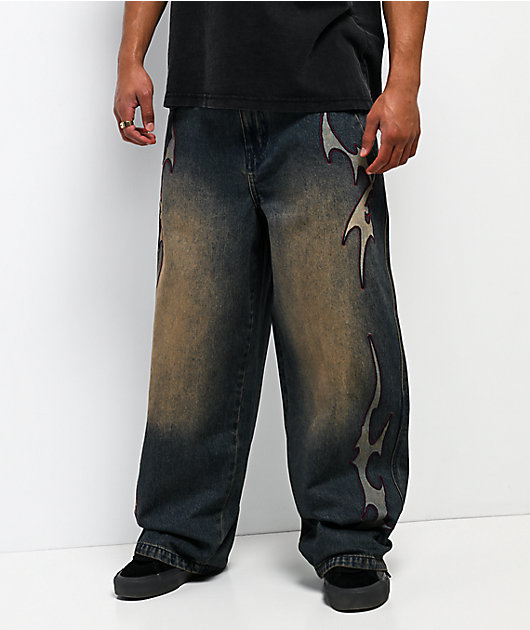Vitriol Void Bite Blue Wash Ultra Wide Jeans | Zumiez