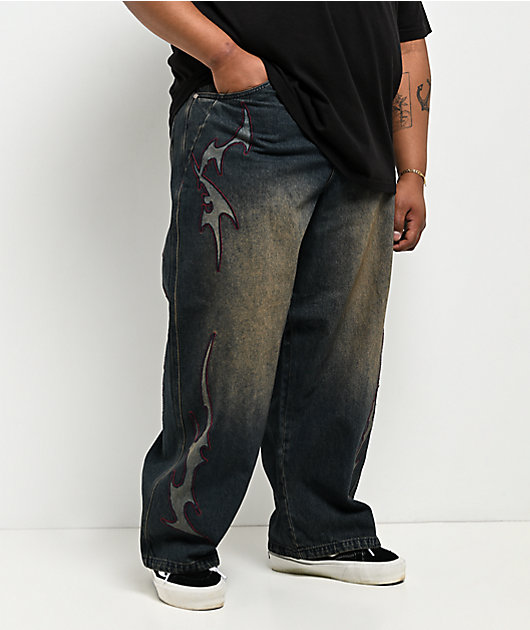 Vitriol Void Bite Blue Wash Ultra Wide Leg Jeans | Zumiez