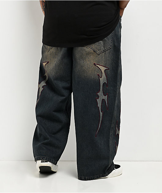 Vitriol Void Bite Blue Wash Ultra Wide Leg Jeans | Zumiez