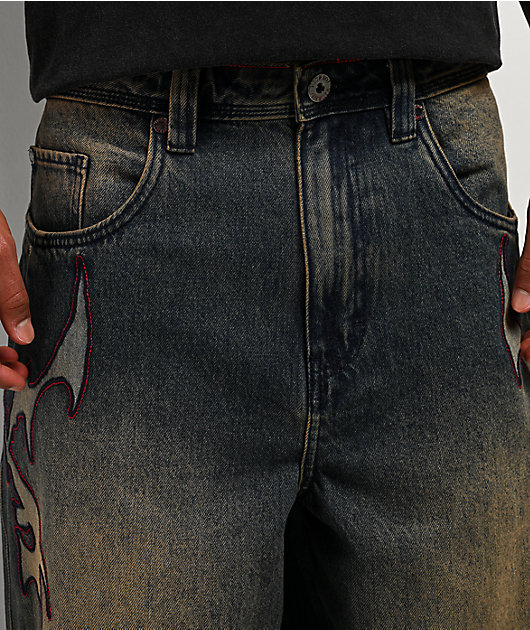 Vitriol Void Bite Blue Wash Ultra Wide Leg Jeans | Zumiez