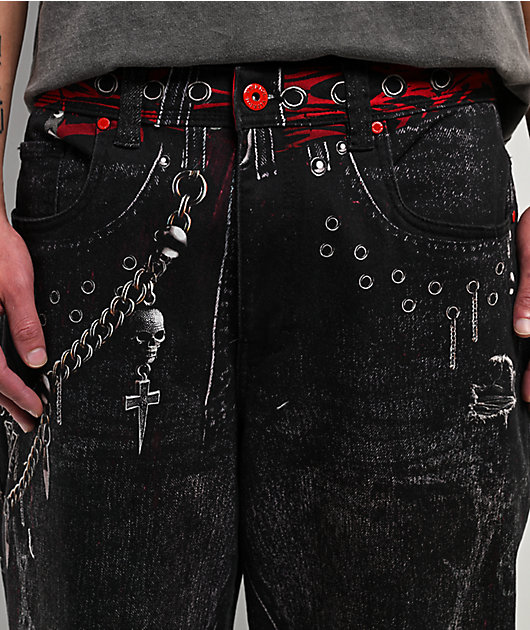 Vitriol Void Optical Printed Black Ultra Wide Jeans | Zumiez
