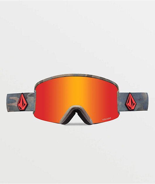 Volcom Garden Cloudwash Camo & Red Chrome Snowboard Goggles | Zumiez